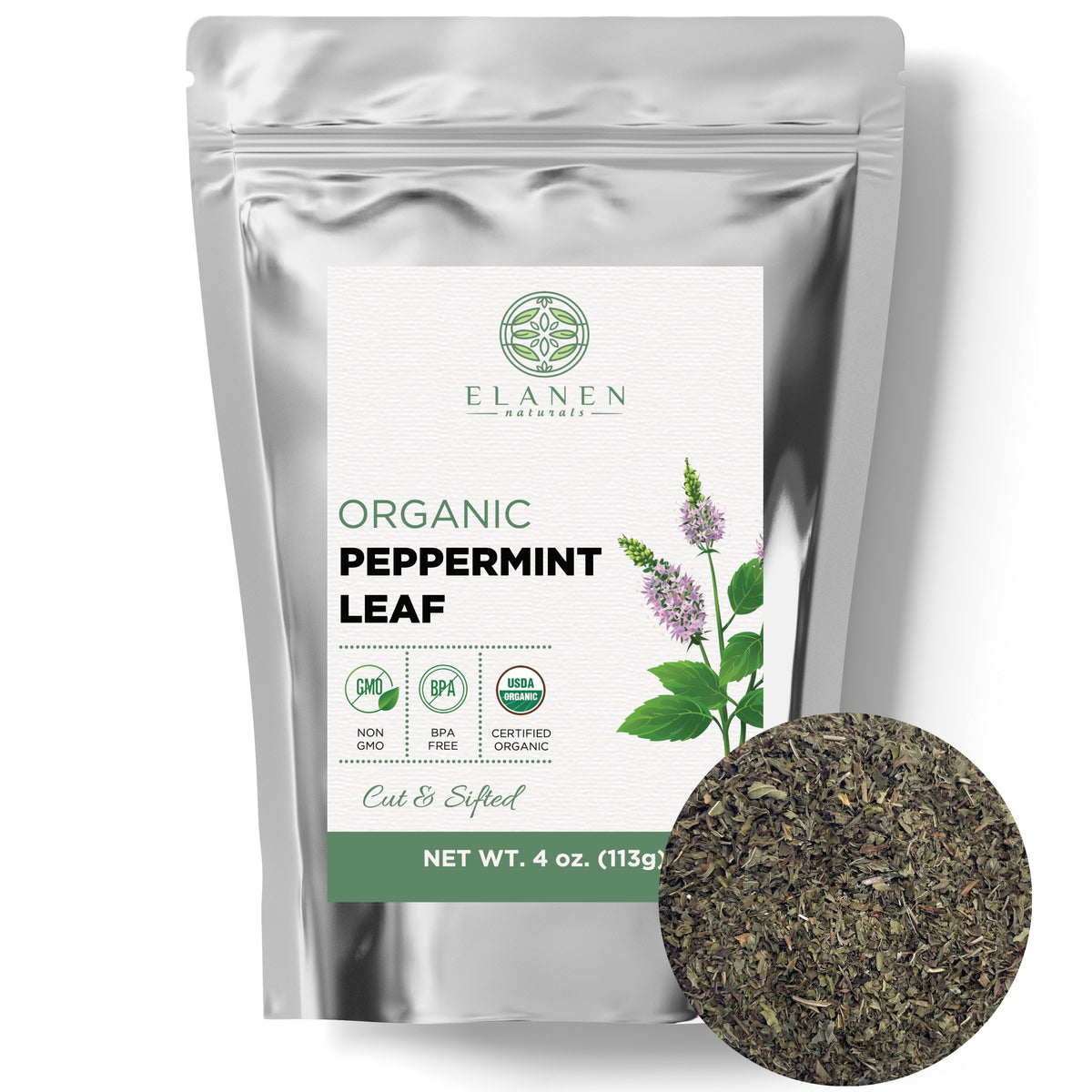 Peppermint Leaves, USDA Certified Organic, Cut & Sifted – Elanen Naturals