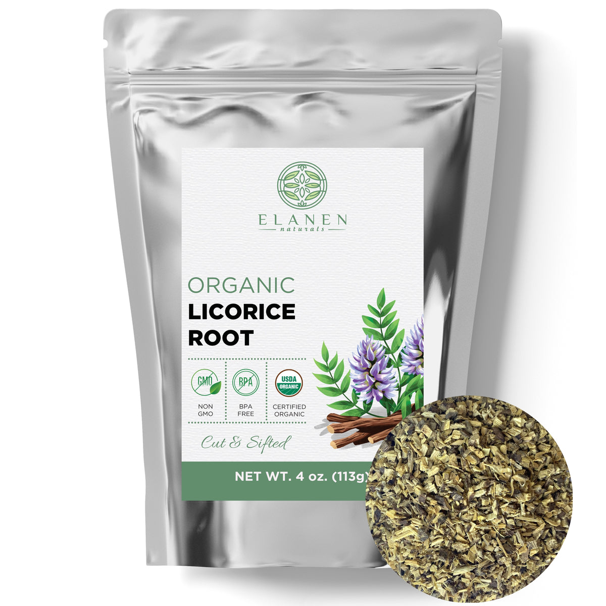 Licorice Root, USDA Certified Organic, Cut & Sifted – Elanen Naturals